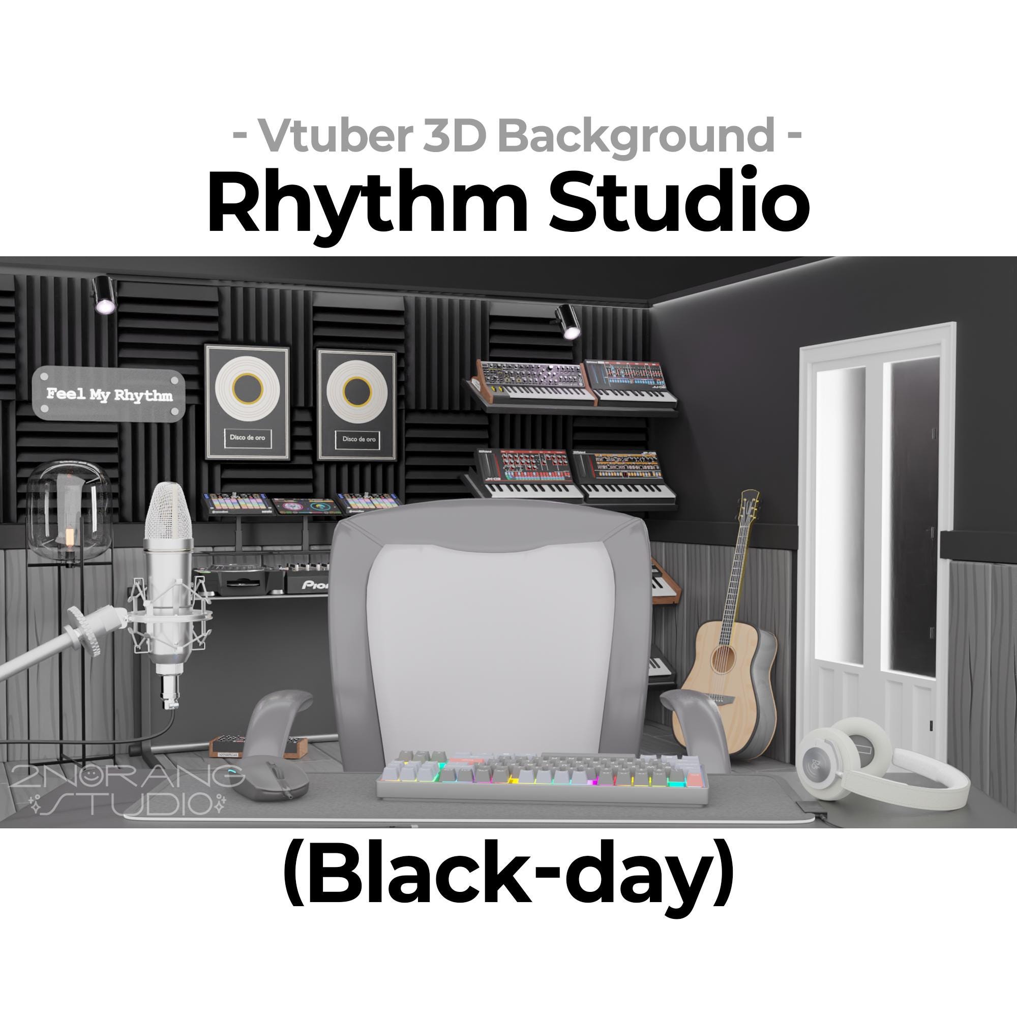 Vtuber Background: Rhythm Black Day Streamer Asset (PNG Image File FHD ...