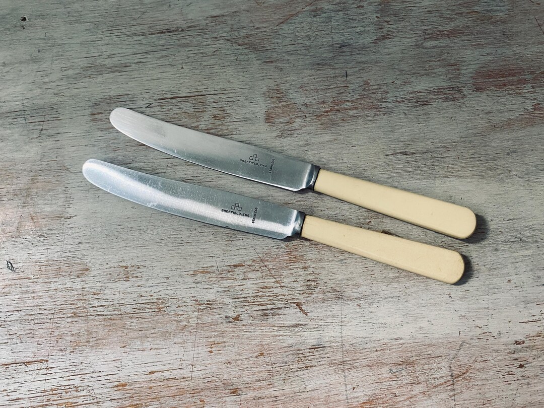Two VINTAGE English Faux Bone Handle Knives. - Etsy