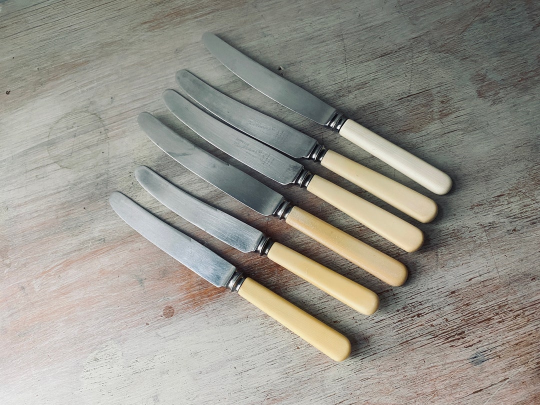 Six VINTAGE Assorted Bone / Faux Bone Handle Knives. - Etsy