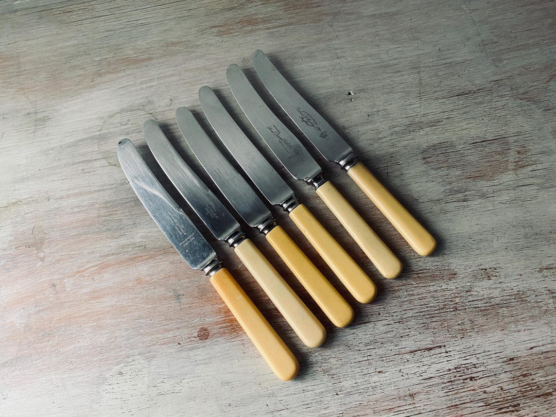 Six VINTAGE Assorted Bone / Faux Bone Handle Knives. - Etsy