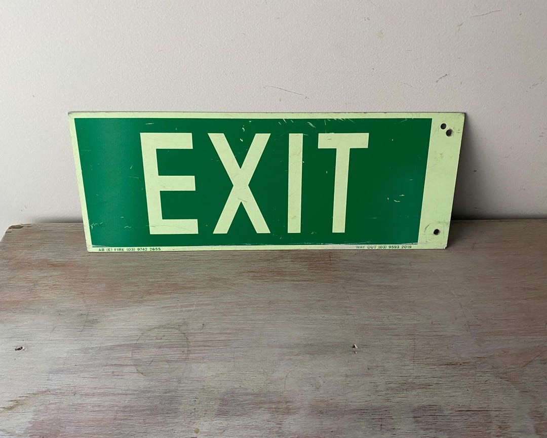 VINTAGE INDUSTRIAL Green EXIT Sign. Vintage Home / Industrial Decor. - Etsy