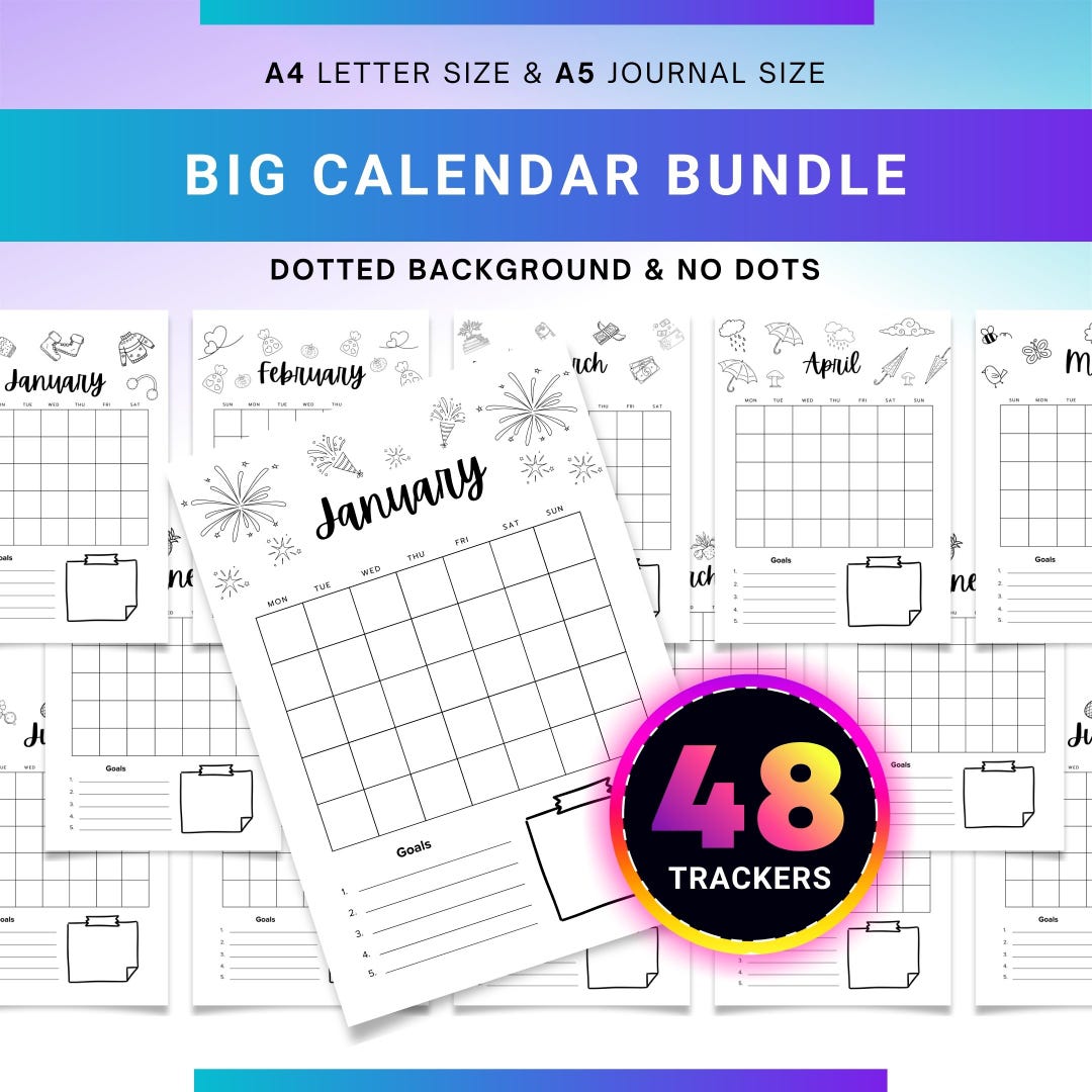 2026 BIG CALENDAR Bundle - Digital Planner Pages - Printable CALENDAR ...