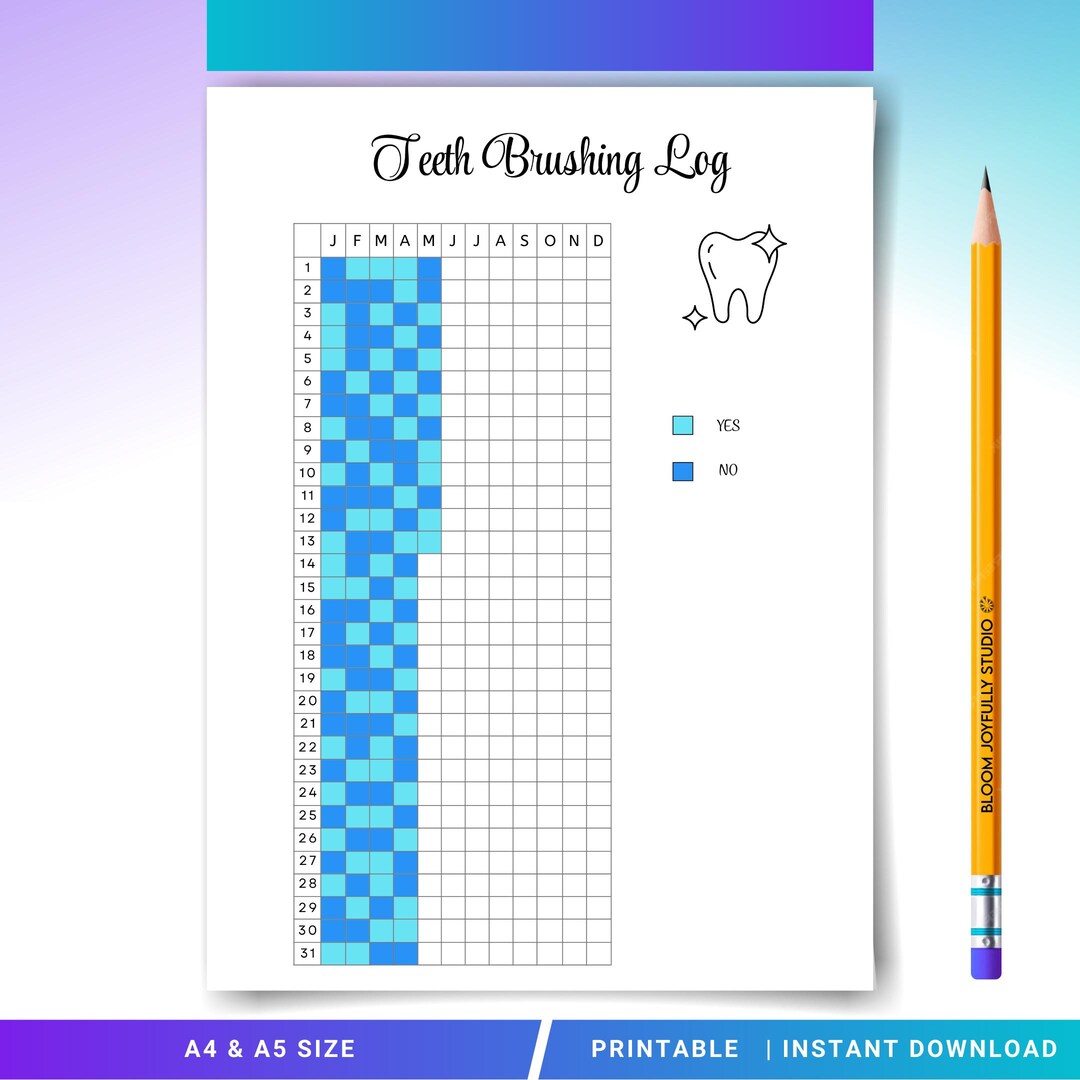 Tooth Brushing Tracker PRINTABLE - Dental Hygiene Log - Kids and Adults ...