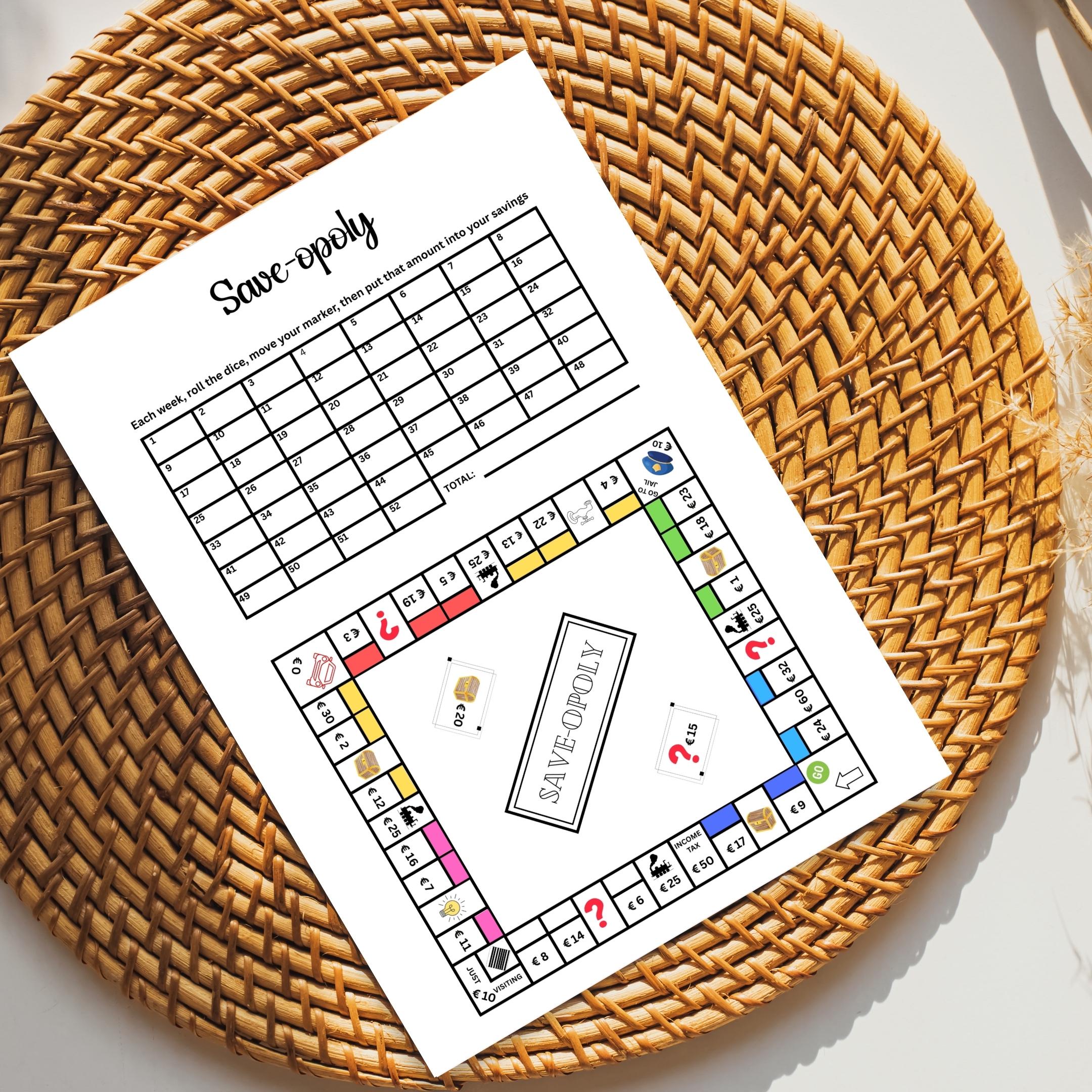 Save-opoly Savings PRINTABLE - Savings Challenge - Savings Game ...