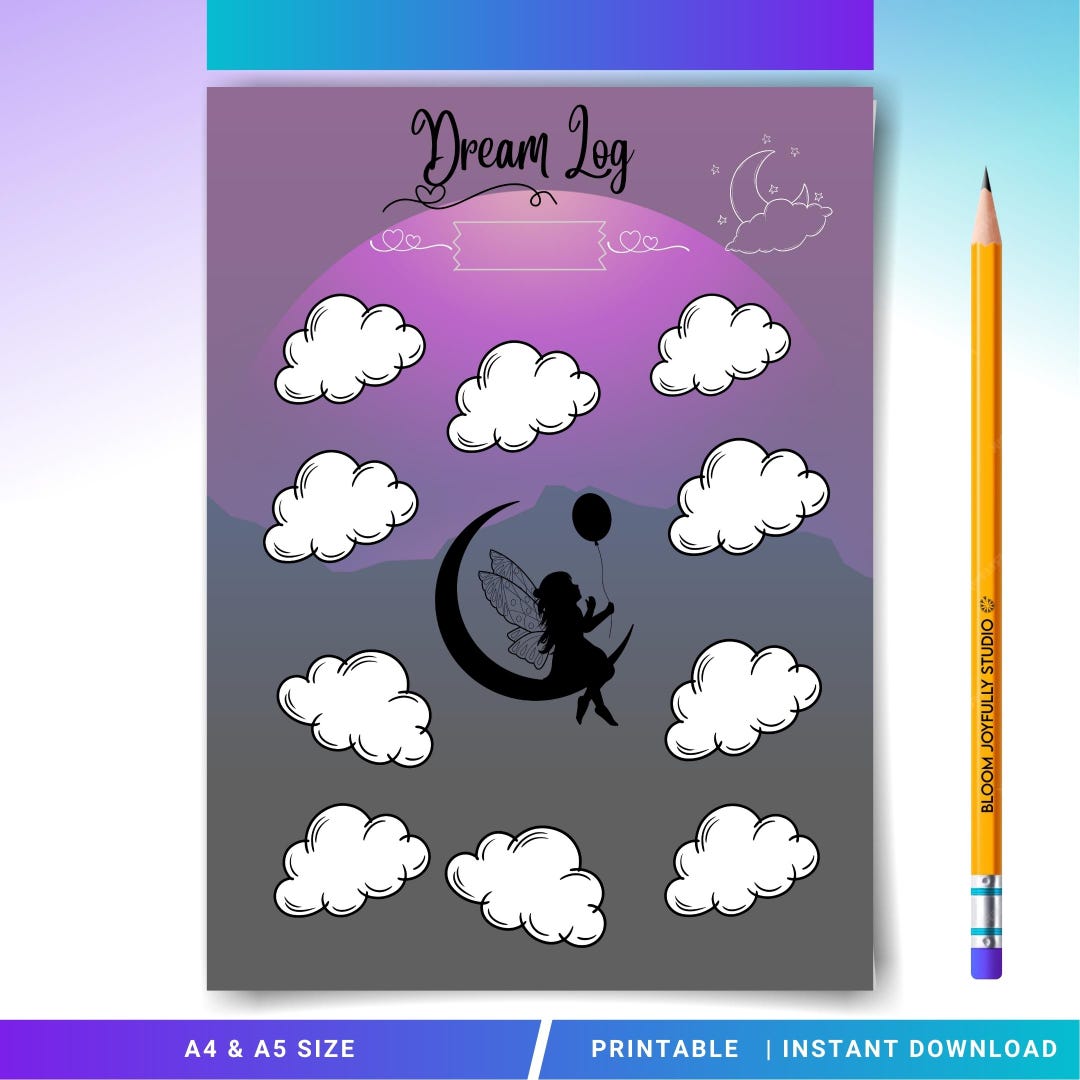 Dream Log PRINTABLE - Monthly Dream Tracker - Dream Journal - Dream ...