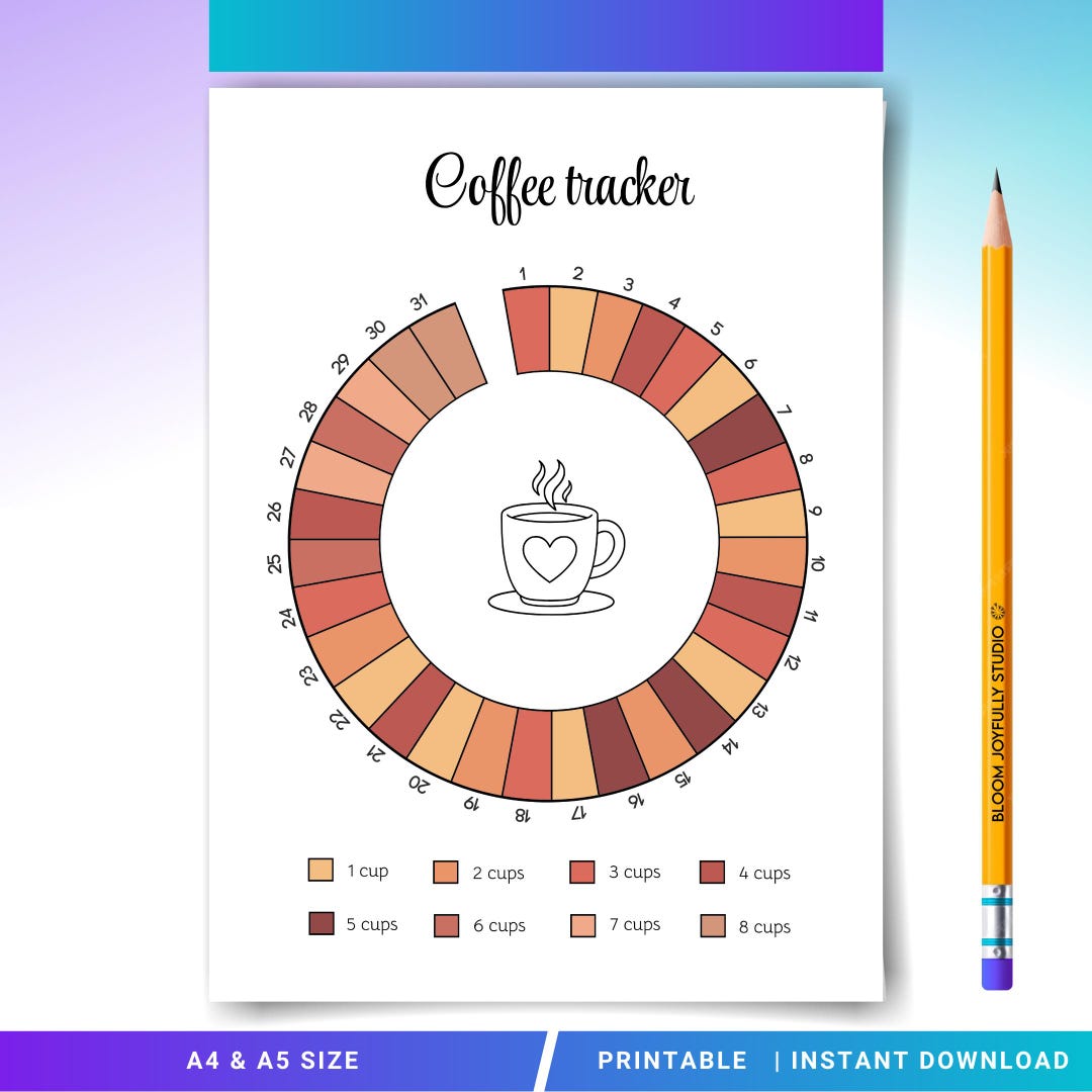 Coffee Tracker PRINTABLE - Health Tracker - Track Coffee Intake ...