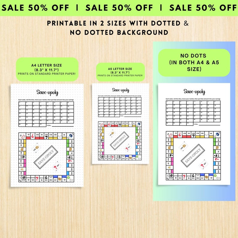 Save-opoly Savings PRINTABLE - Savings Challenge - Savings Game ...