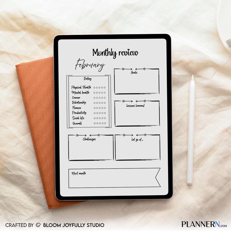 Monthly Review Planner PRINTABLE - End of Month Reflection Worksheet ...