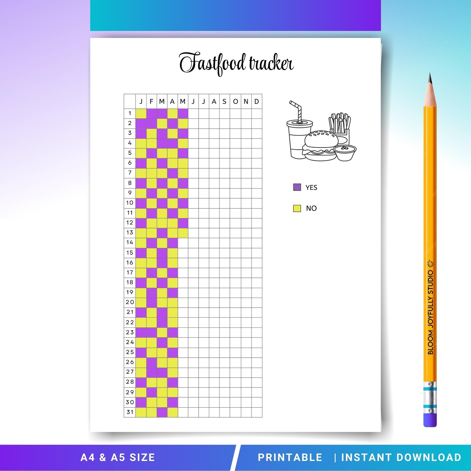 Fast Food Tracker PRINTABLE - Junk Food Tracker - Takeout Tracker ...