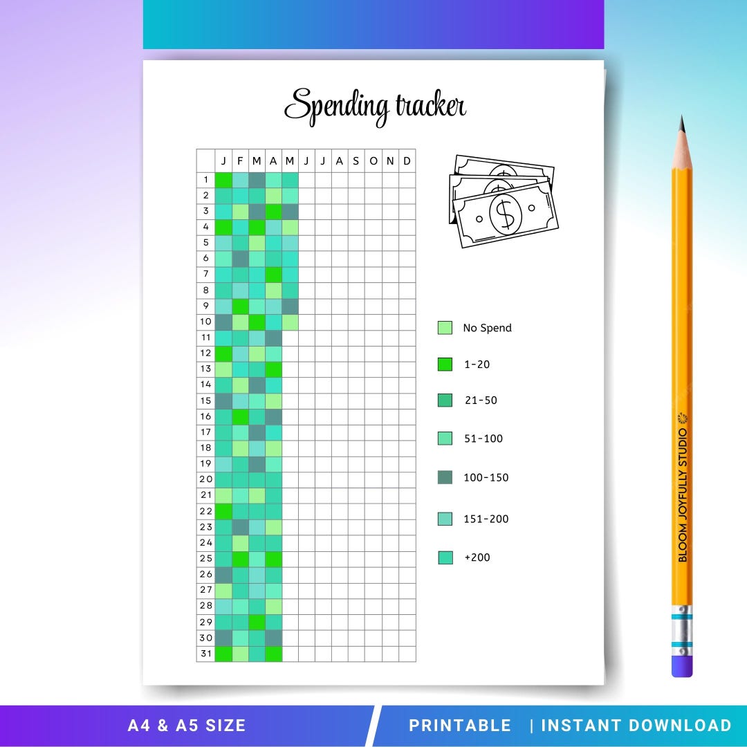 Spending Tracker PRINTABLE - Finance Tracker - Expense Tracker - Money ...