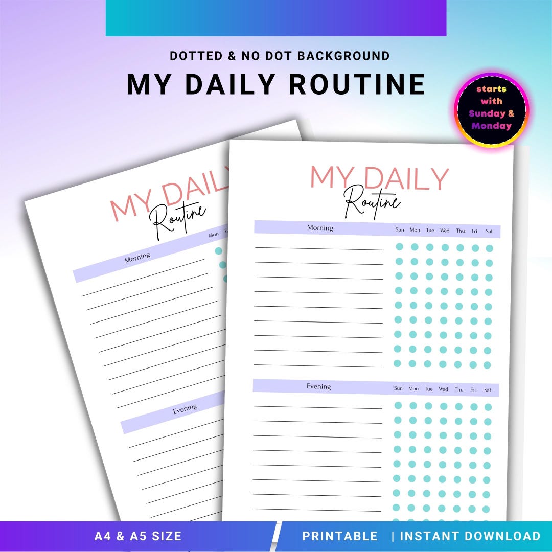 My Daily Routine PRINTABLE - Daily Routine Planner - Daily Routine ...