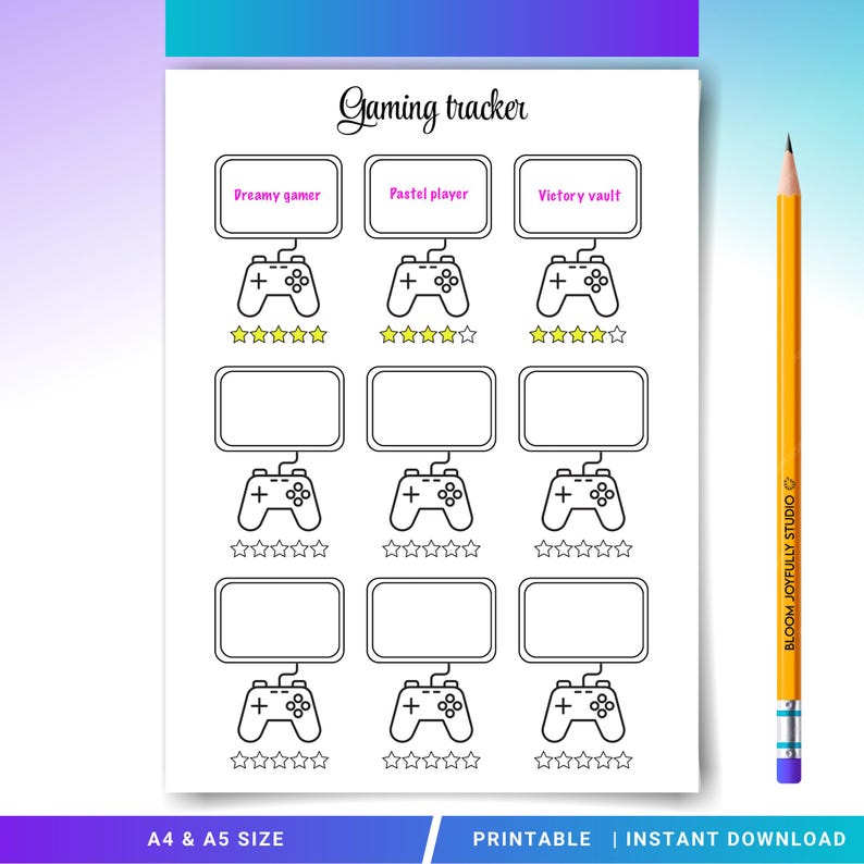 Video Game Tracker PRINTABLE - Gamer Log Book - Game Completion Tracker ...