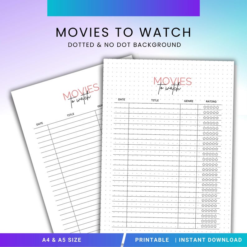 Movie Review PRINTABLE - Movie Review Log - Movie Night - Movie Review ...