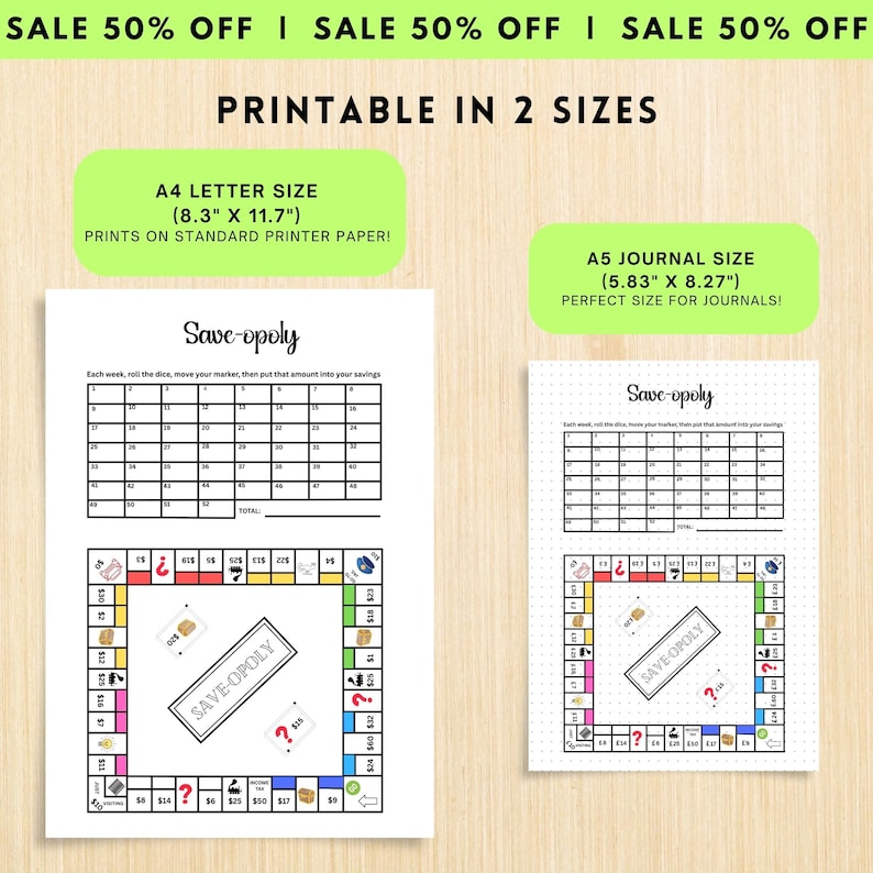 Save-opoly Savings PRINTABLE - Savings Challenge - Savings Game ...