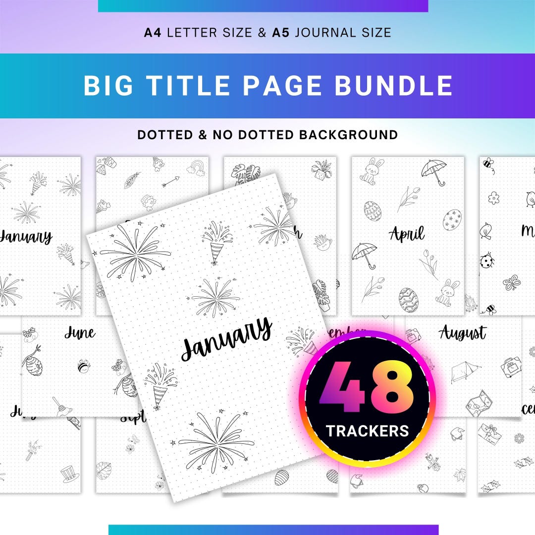 BIG TITLE Page Bundle 2026 - Digital Planner Pages - PRINTABLE Calendar ...