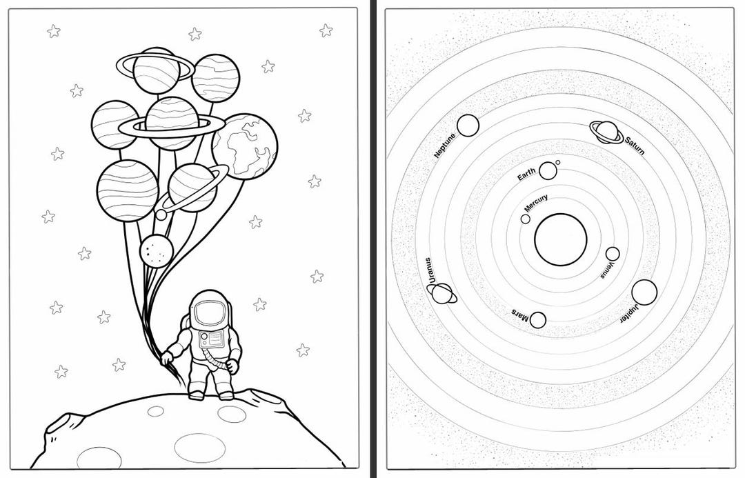 Solar System Coloring Pages PDF | 20 Space Planets Coloring Sheets for ...