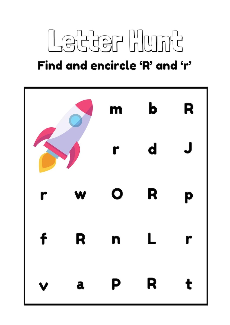 First Letter Hunt Worksheet, Uppercase Lowercase Recognition, Beginner ...