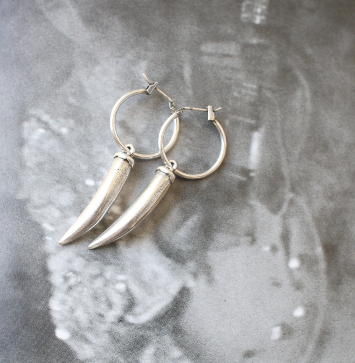 Silver Tooth Earrings Dangle Teeth Earrings Exotic - Etsy