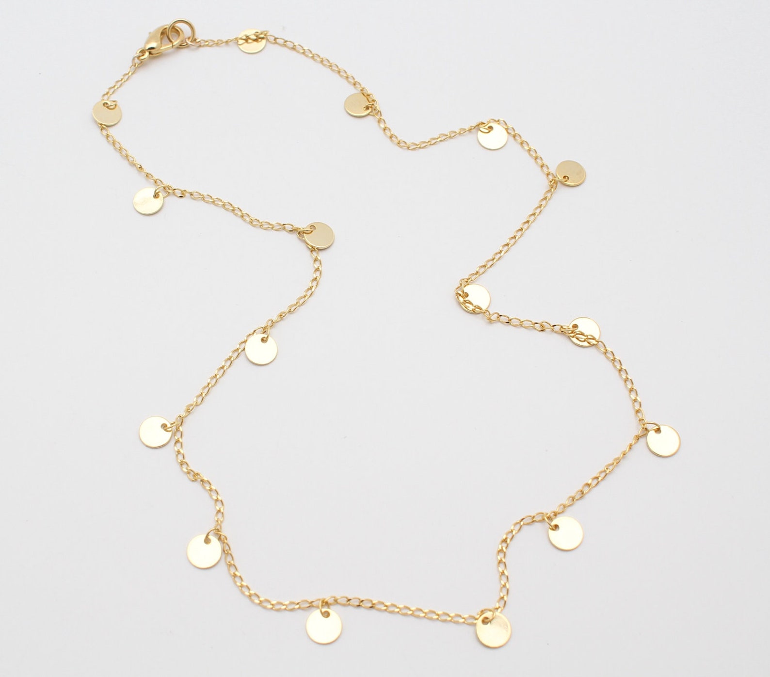 Short Gold Discs Necklace , Delicate Gold Chain - Etsy