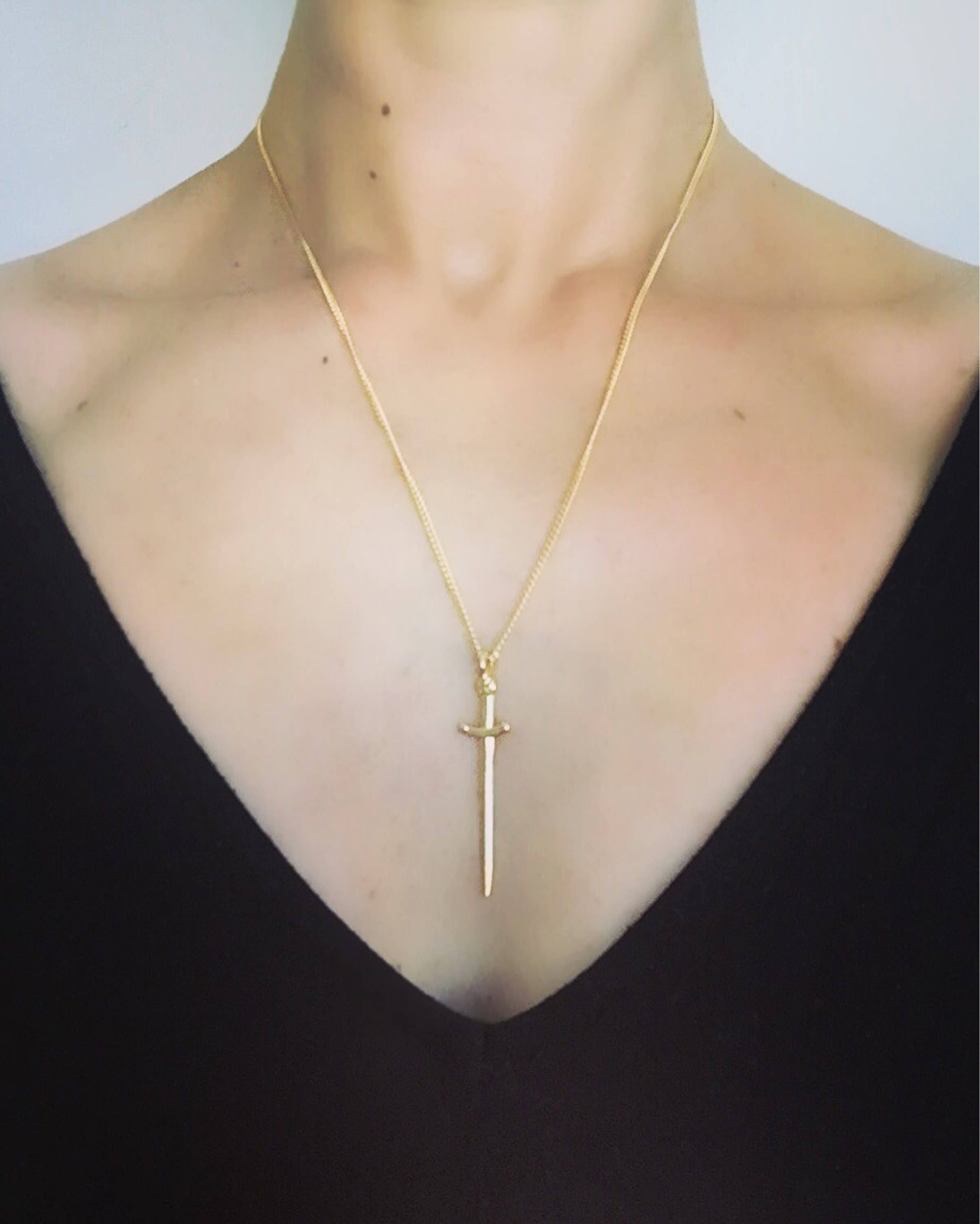 Gold Sword Necklace Delicate Gold Sword Pendant Gold - Etsy