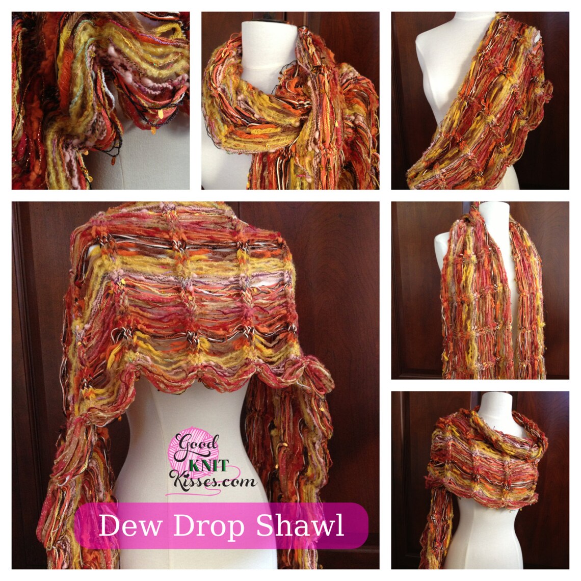 Loom Knit Lacy Shawl PATTERN. Dew Drop Shawl Pattern by GKK. - Etsy
