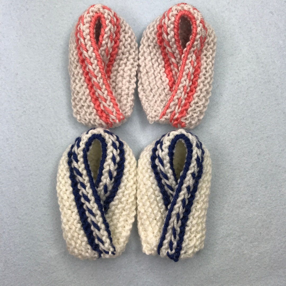Needle Knit Two Color Baby Booties - Etsy