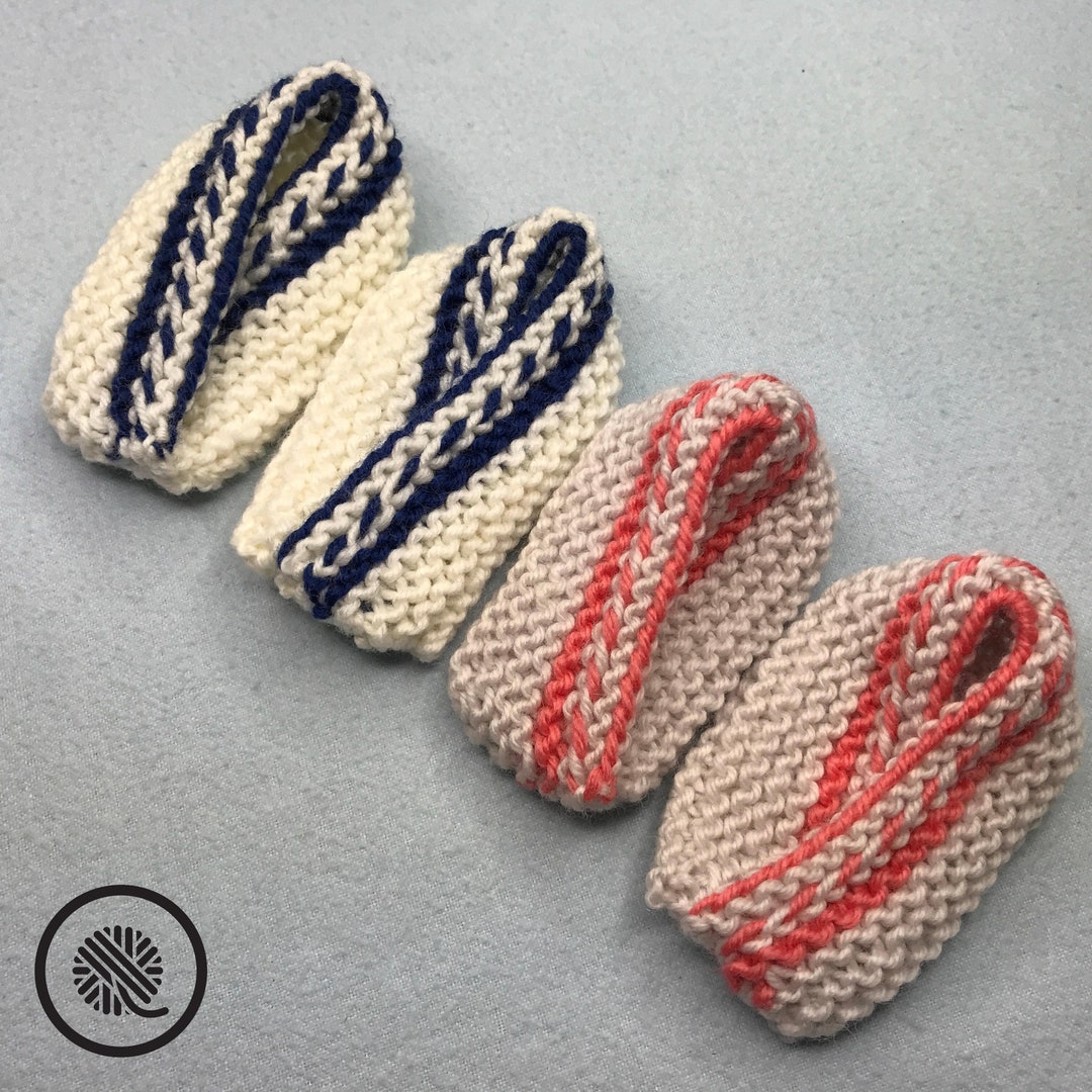 Loom Knit Two Color Baby Booties - Etsy