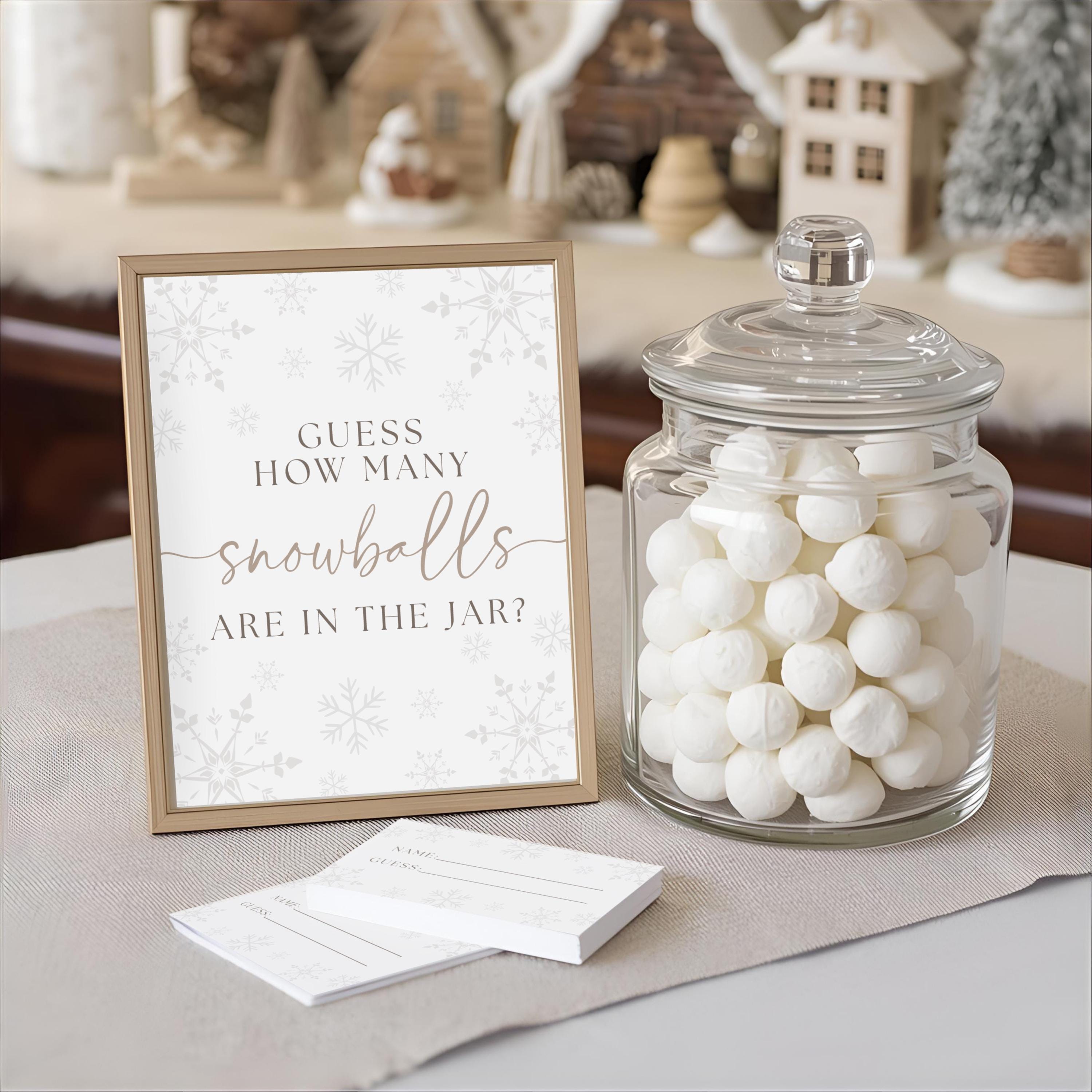 Snowflake Guess How Many Snowballs Baby Shower Party Game | Editable ...