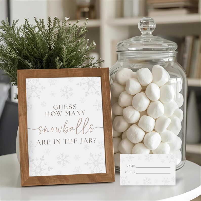 Snowflake Guess How Many Snowballs Baby Shower Party Game | Editable ...