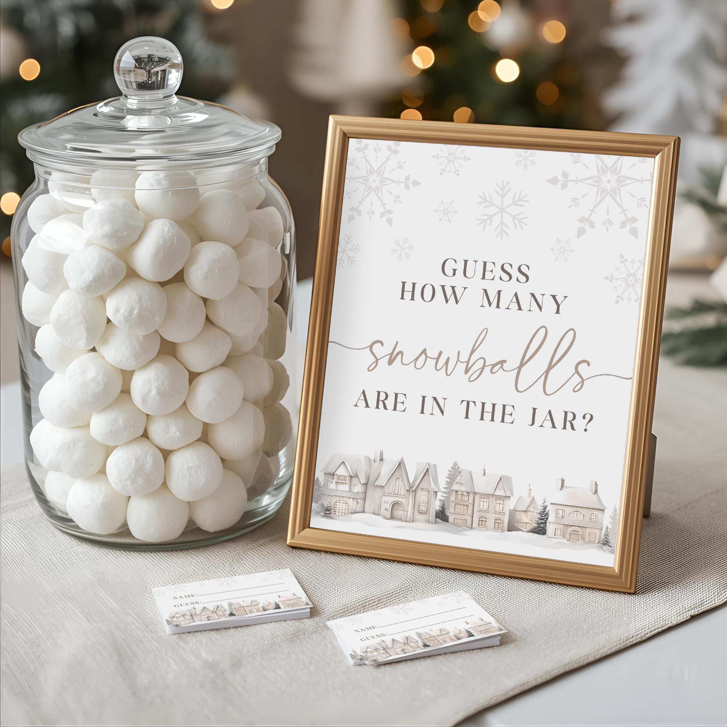 Guess How Many Snowballs Winter Baby Shower Game | Editable Canva ...