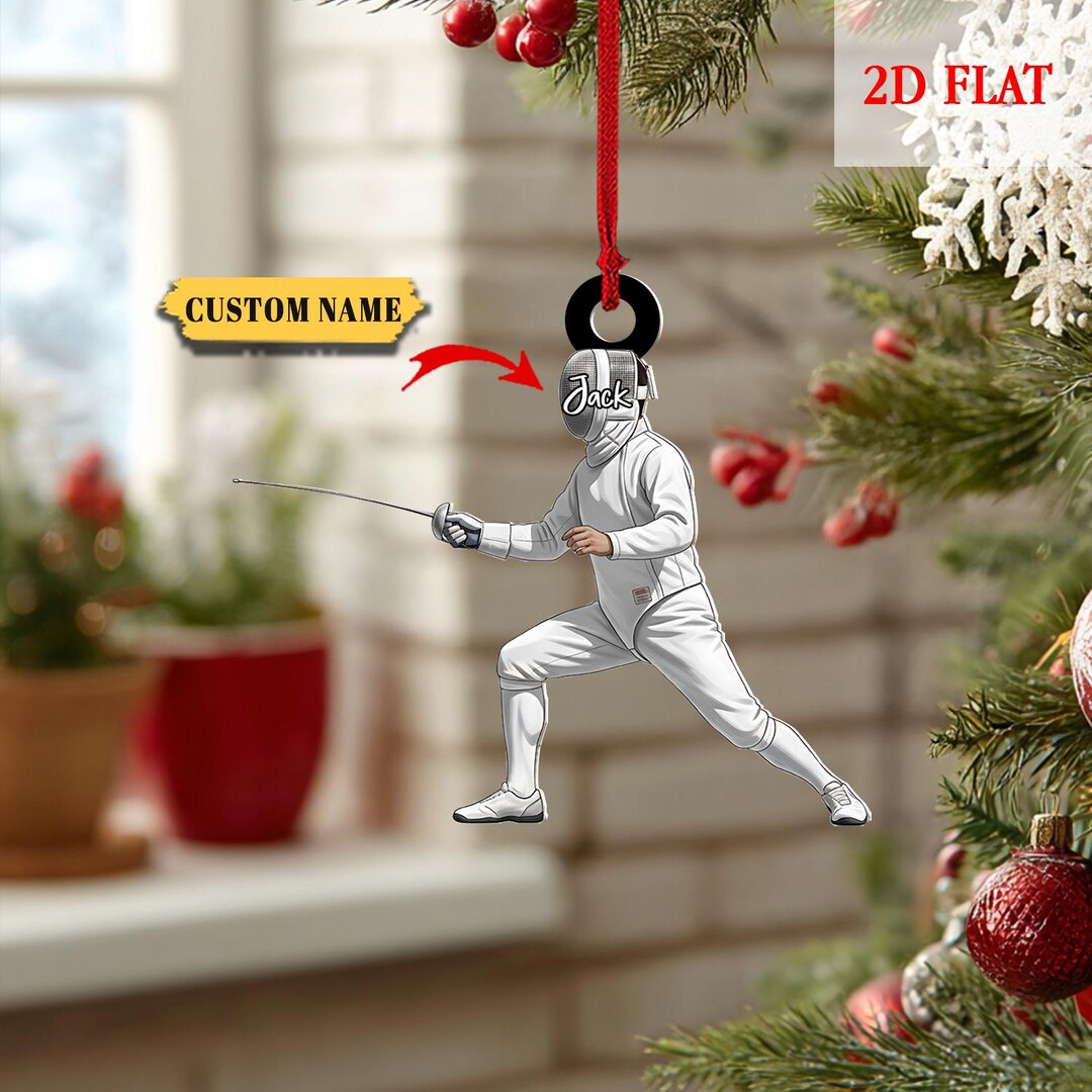 Custom Fencing Ornament, Personalized Fencer Christmas Gift, Sword ...