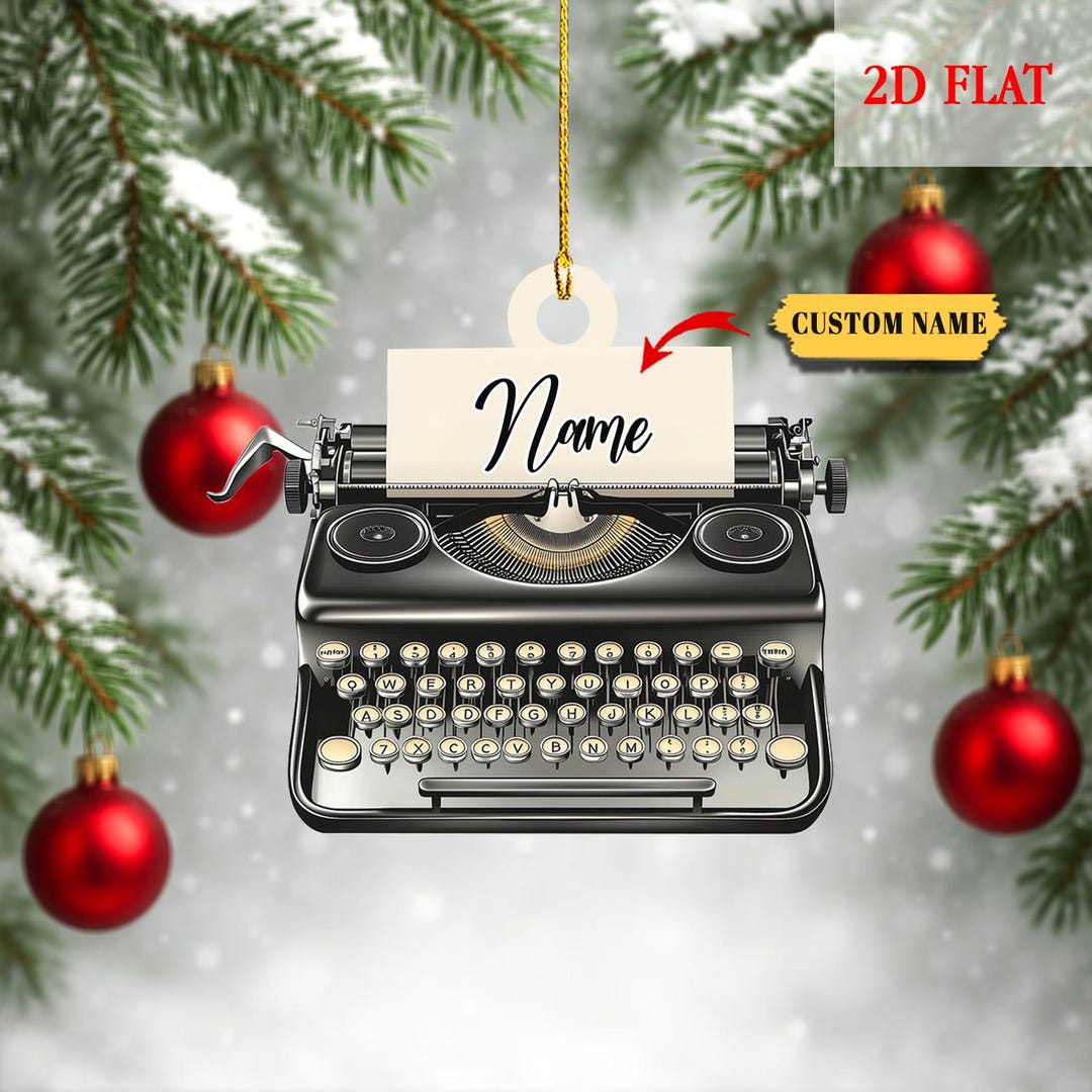 Personalized Typewriter Ornament, Custom 2D Acrylic Writer Christmas ...