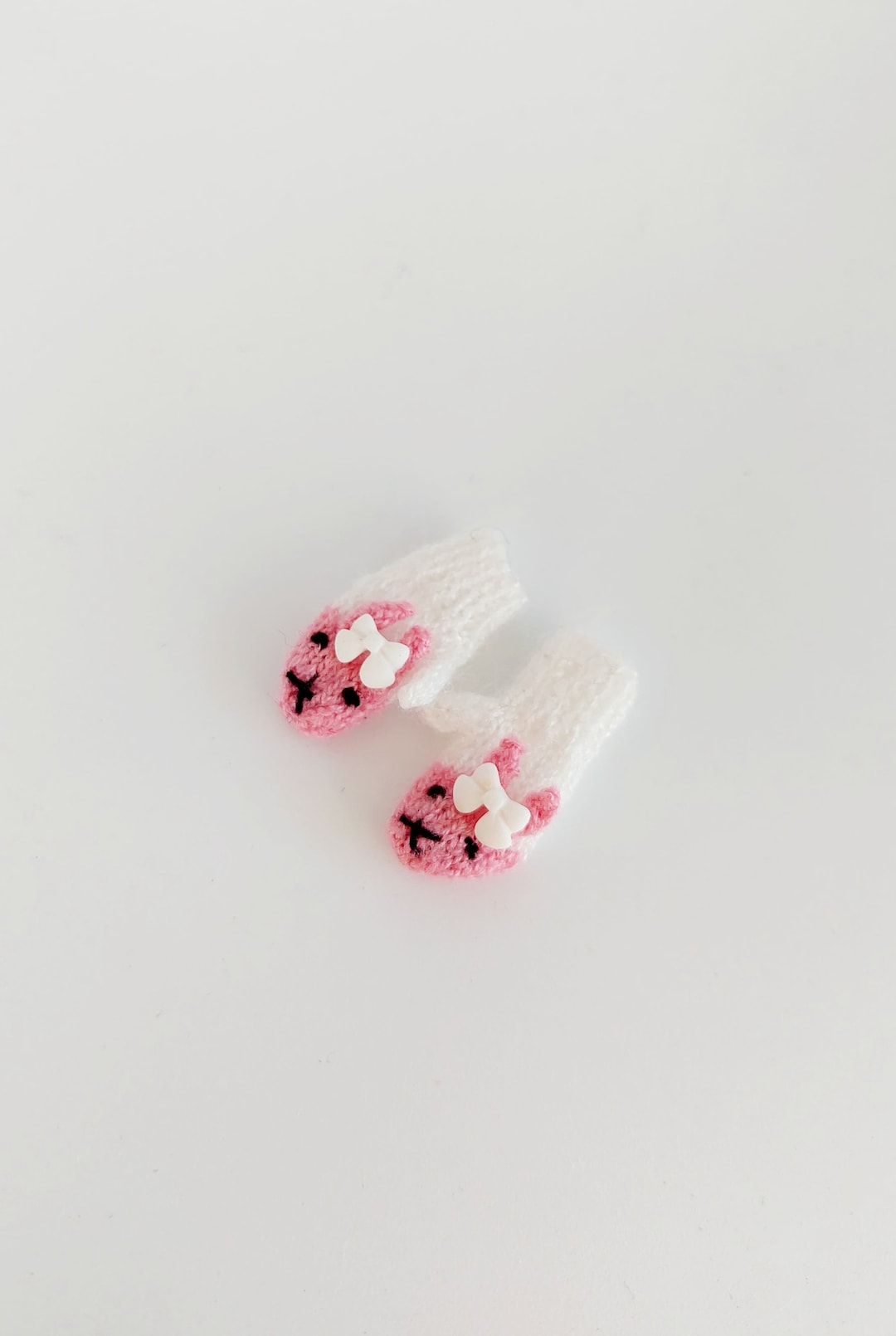 Mini Wool Mittens With Bunny Design - Miniature Doll Clothes ...