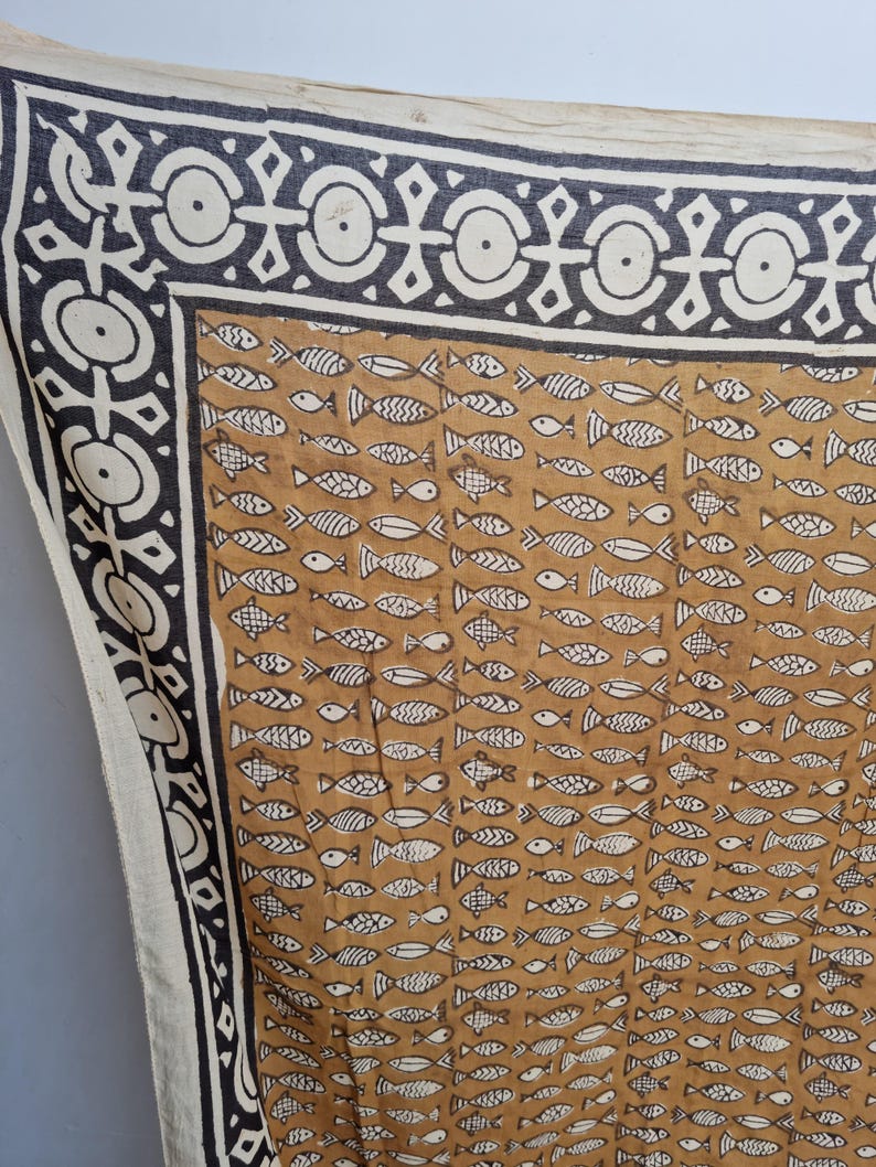 Indian Fish Print Beach Cover-up Hand Block Printed Cotton Sarong - Etsy