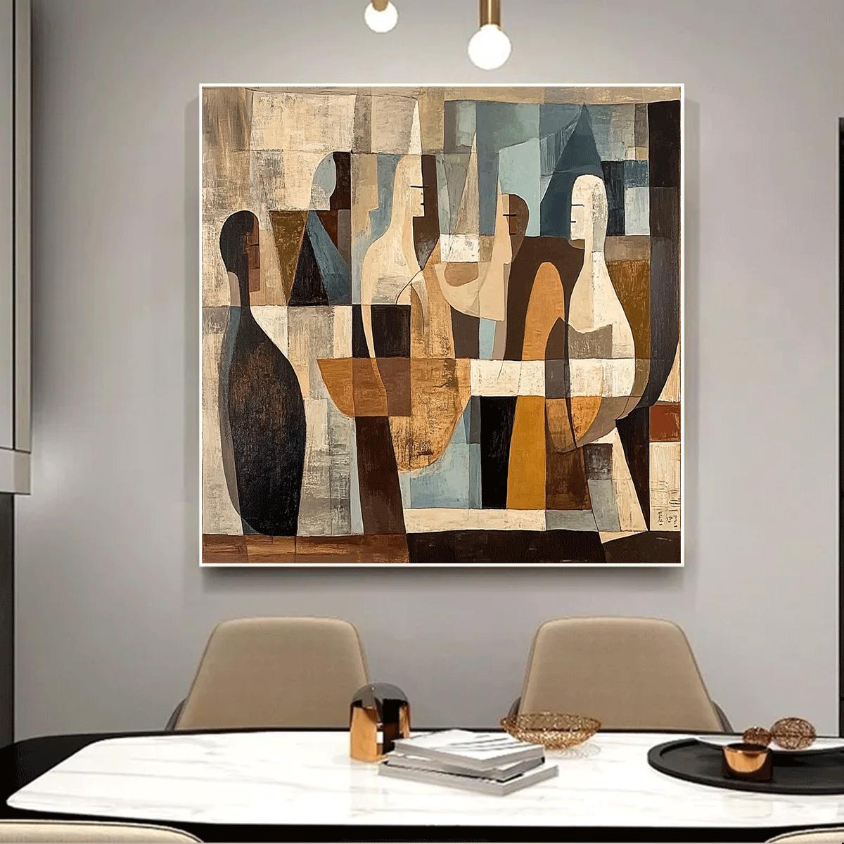 Hand-painted Abstract Geometric Canvas Art: Modern Neutral Tones - Etsy