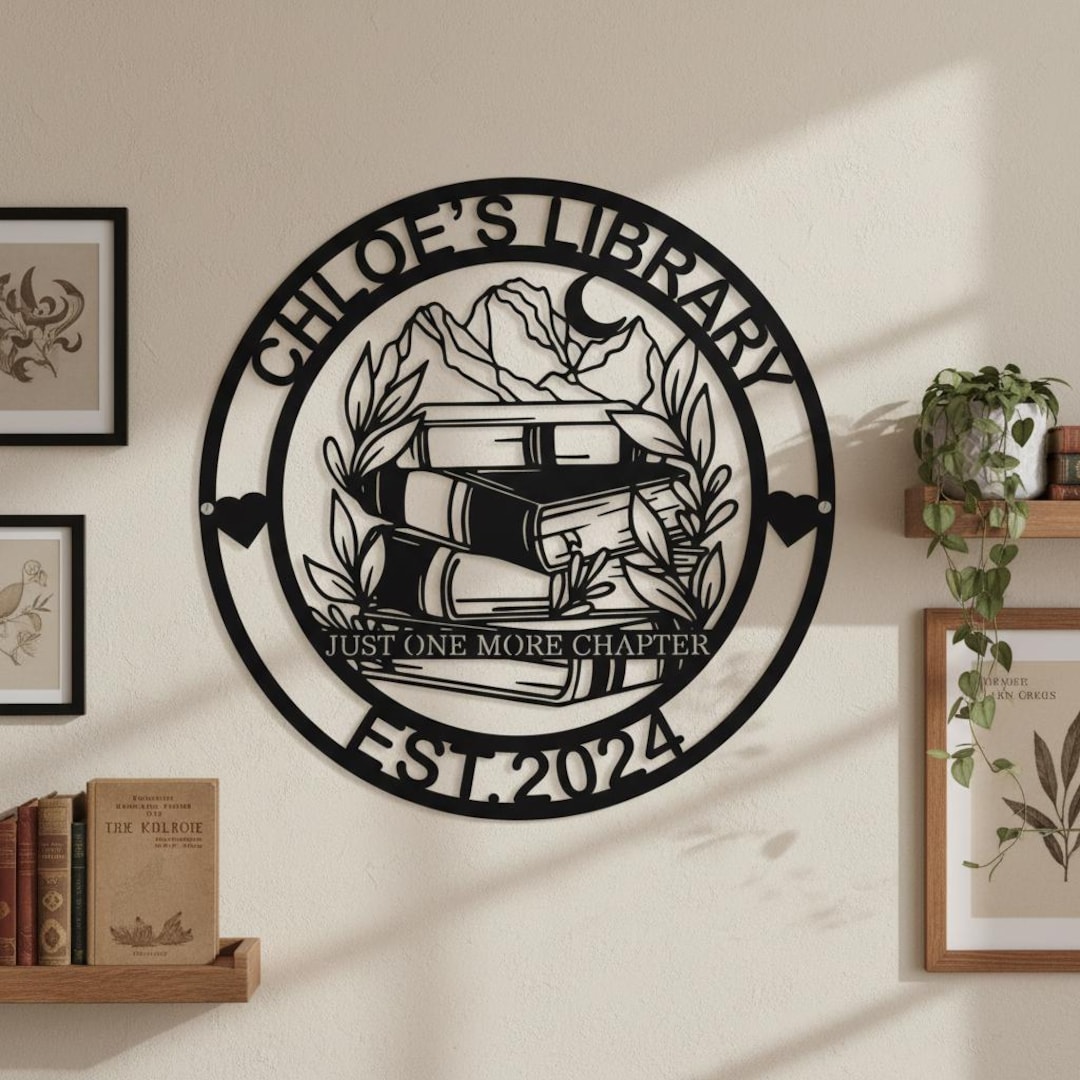 Personalized Reading Room Library Metal Art,unique Book Lover Library ...