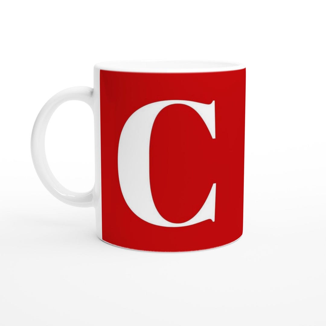 24-MAG Red Letter C Mug | Monogram Letter C Typography | 11oz Ceramic ...