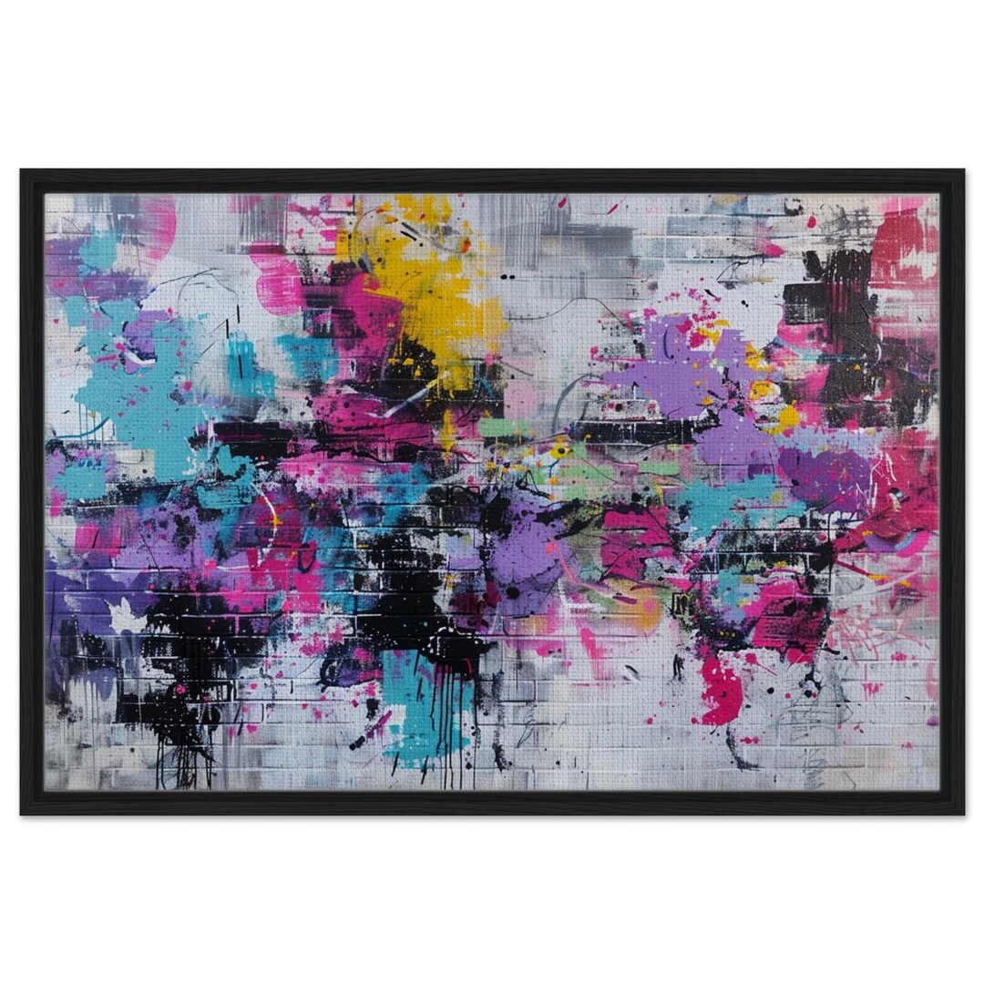 Pixel Bloom | Colored Walls Series | Multicolor Abstract Framed Canvas ...
