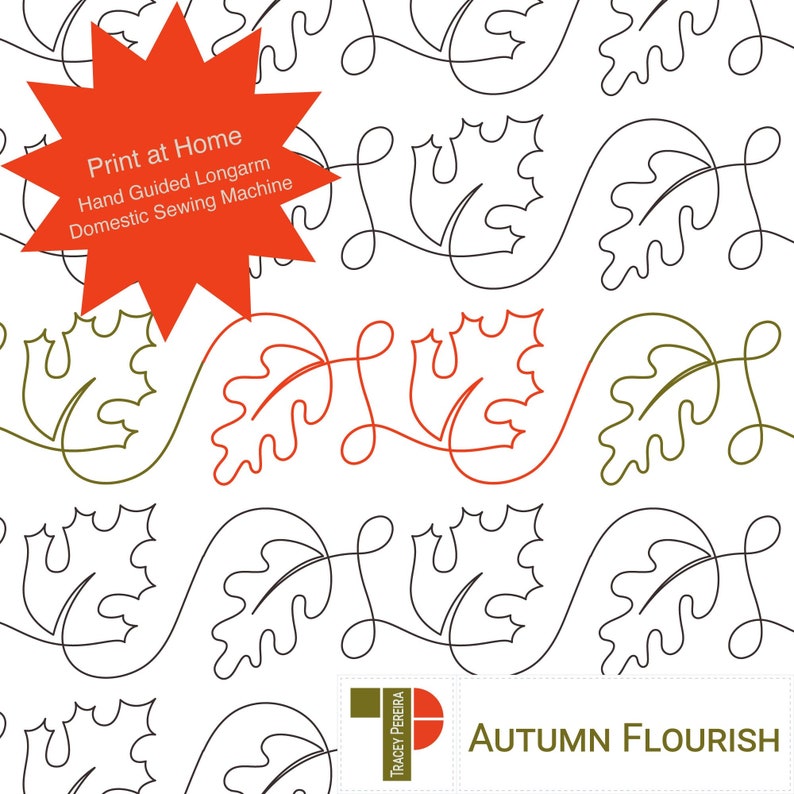 AUTUMN FLOURISH Paper Version - Print-at-home PDF Longarm Pantograph ...