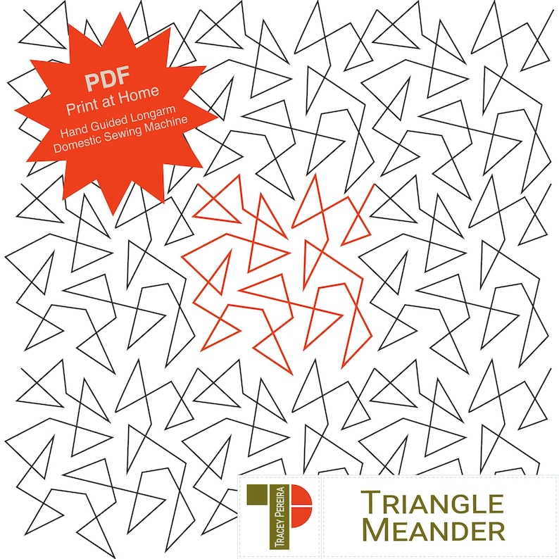TRIANGLE MEANDER Paper Version - Print-at-home PDF Longarm Pantograph Pattern for Hand-guided ...