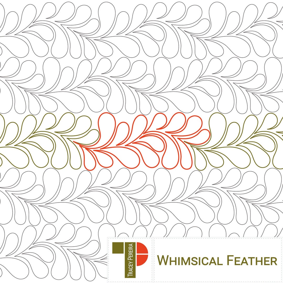 WHIMSICAL FEATHER - Digital Longarm Pantograph Pattern for Computerized ...