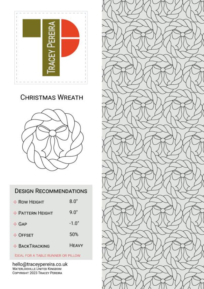 CHRISTMAS WREATH - Digital Holiday Pantograph for Computerized Longarm ...