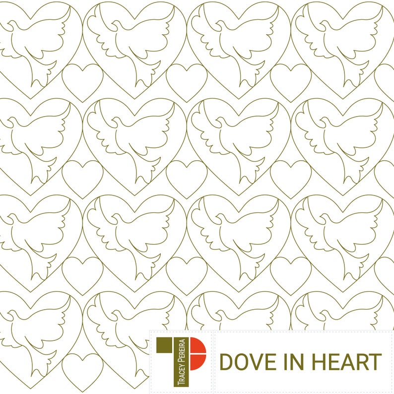 DOVE IN HEART - Digital Longarm Pantograph Pattern for Computerised ...