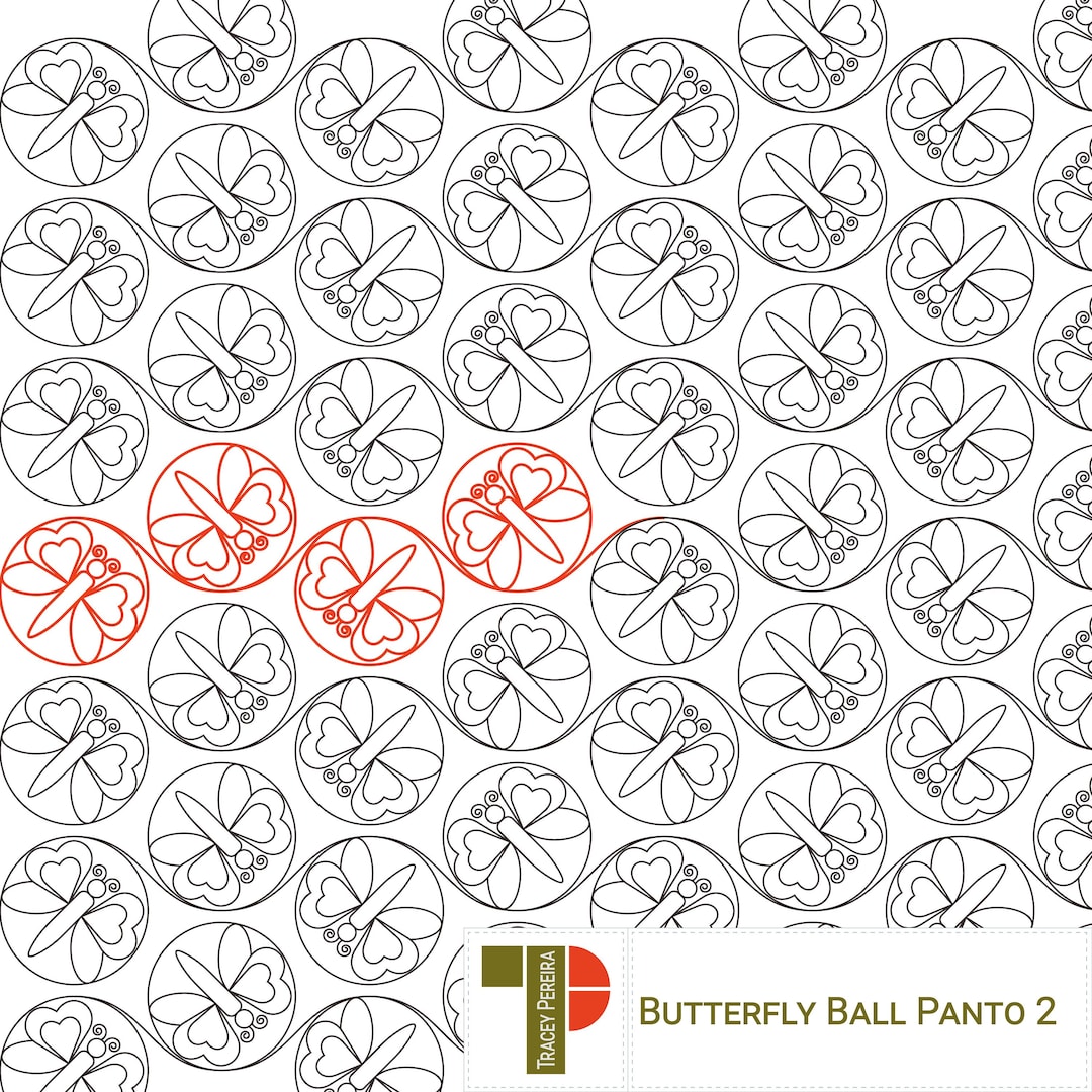 BUTTERFLY BALL PANTO 2 - Digital Longarm Pantograph or Border - Etsy