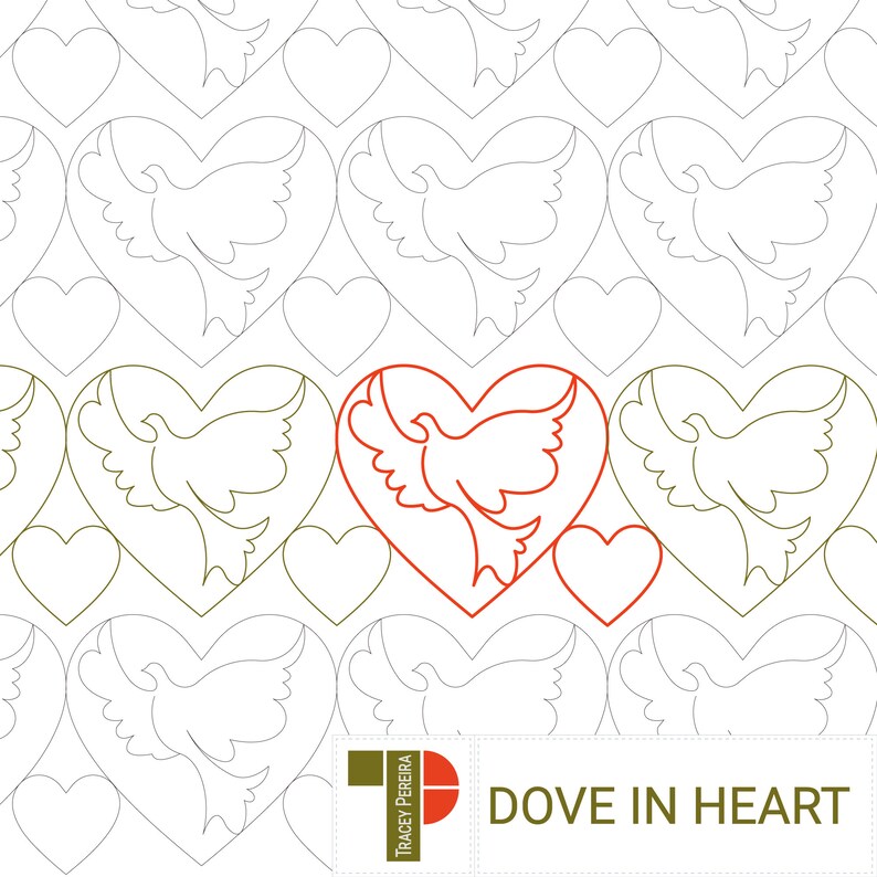 DOVE IN HEART - Digital Longarm Pantograph Pattern for Computerised ...