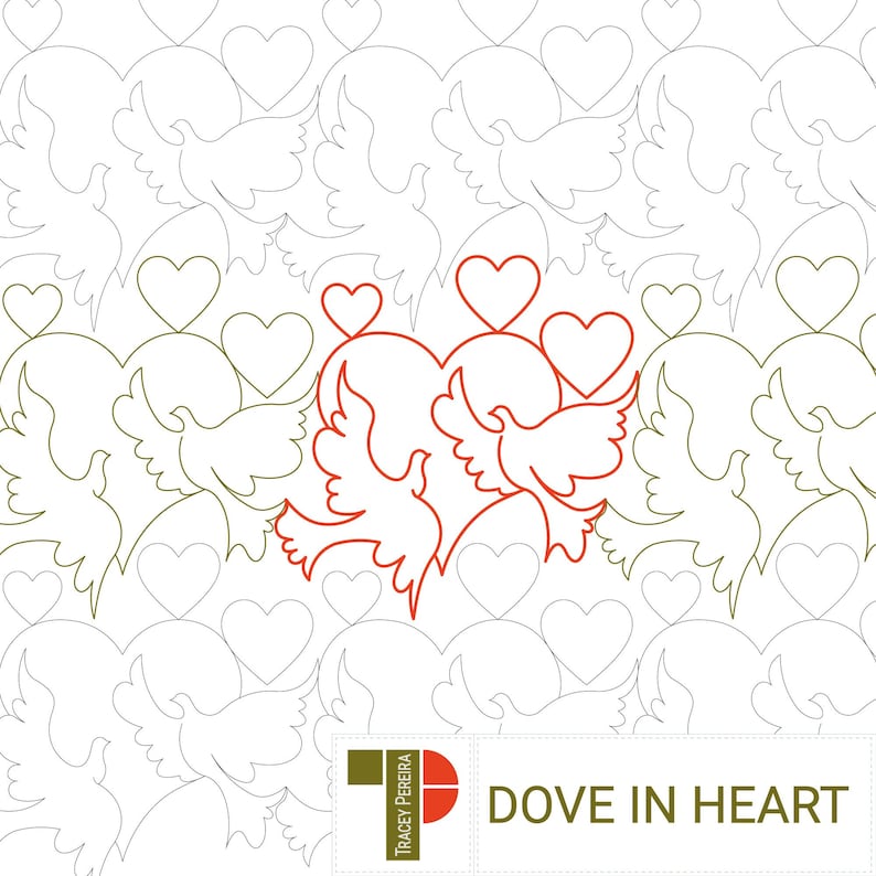 DOVES IN HEARTS Panto - Digital Longarm Pantograph Pattern for ...