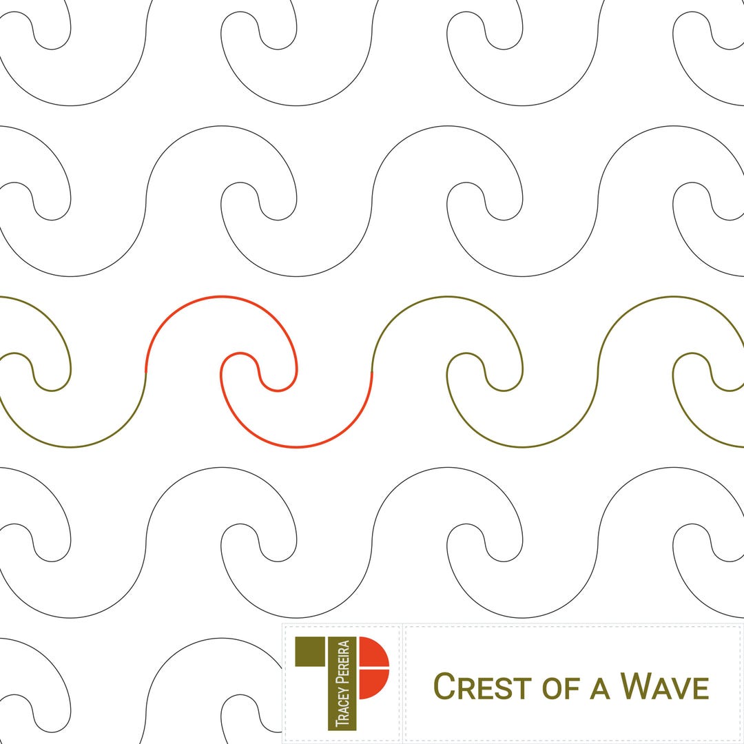 Crest of a Wave Panto: Modern Edge to Edge Quilting Design (digital ...