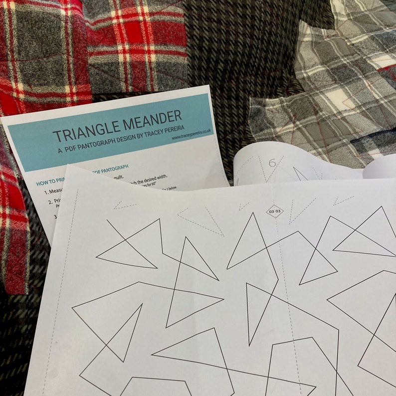 TRIANGLE MEANDER Paper Version - Print-at-home PDF Longarm Pantograph Pattern for Hand-guided ...