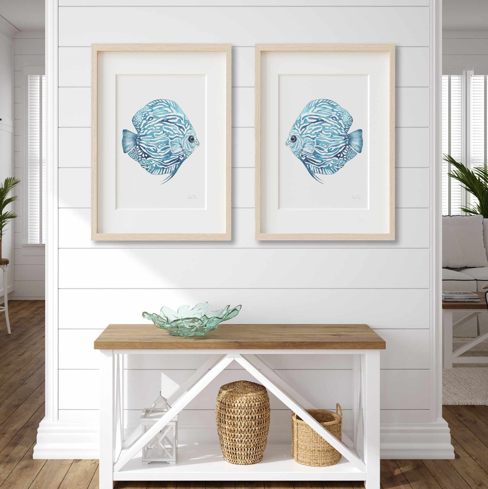 Abstract Fish Poster, Wall Art Print Set of 2, Minimalist Modern ...