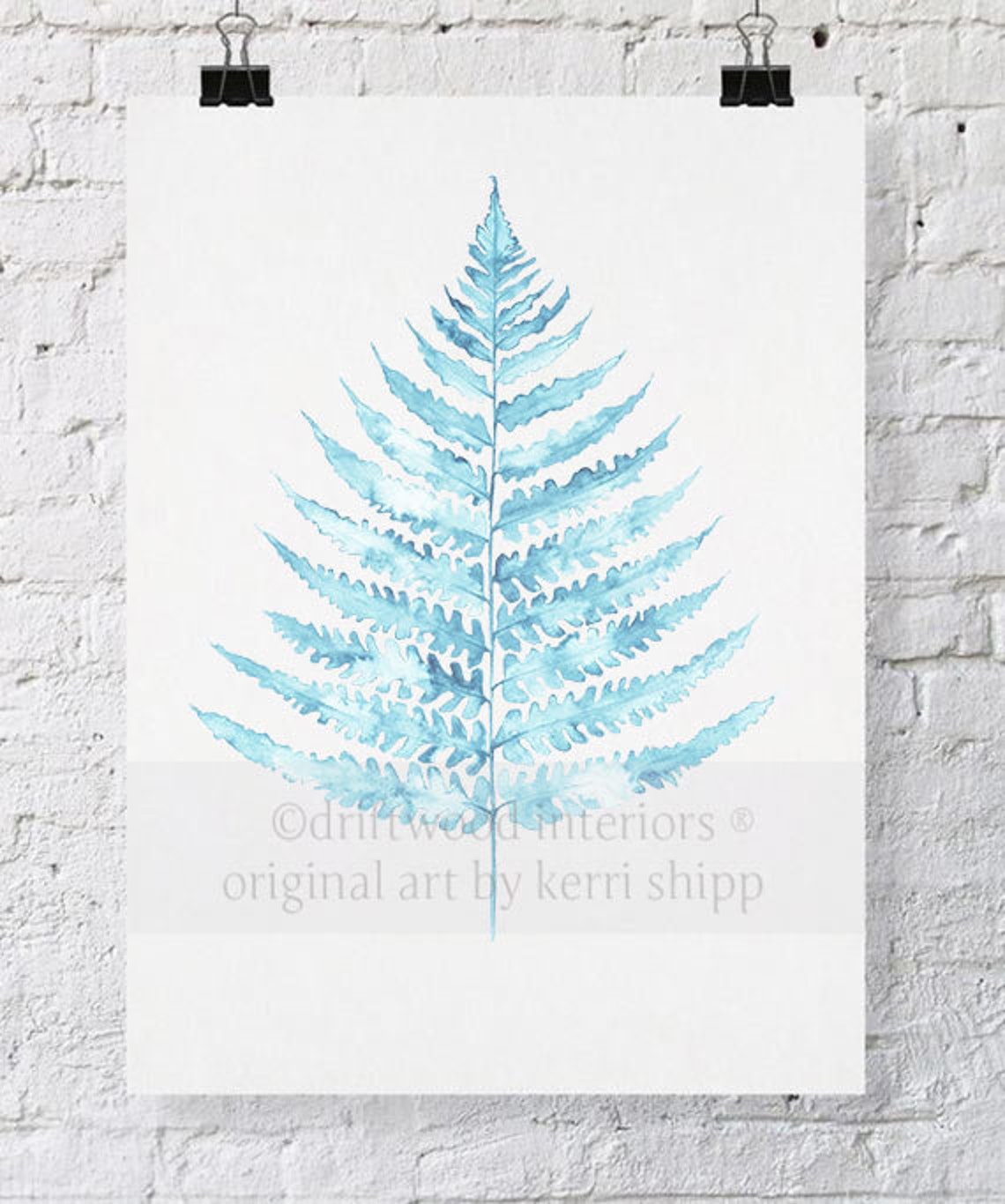 Set of 3 Watercolor Fern Prints Blue Fern Prints Giclee Art - Etsy ...
